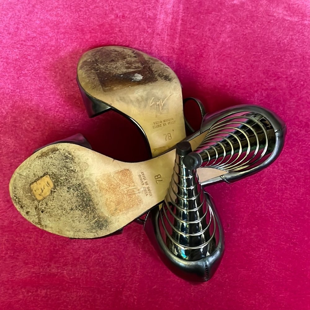 Giuseppe Zanotti Pewter Architectural Heels - Gem